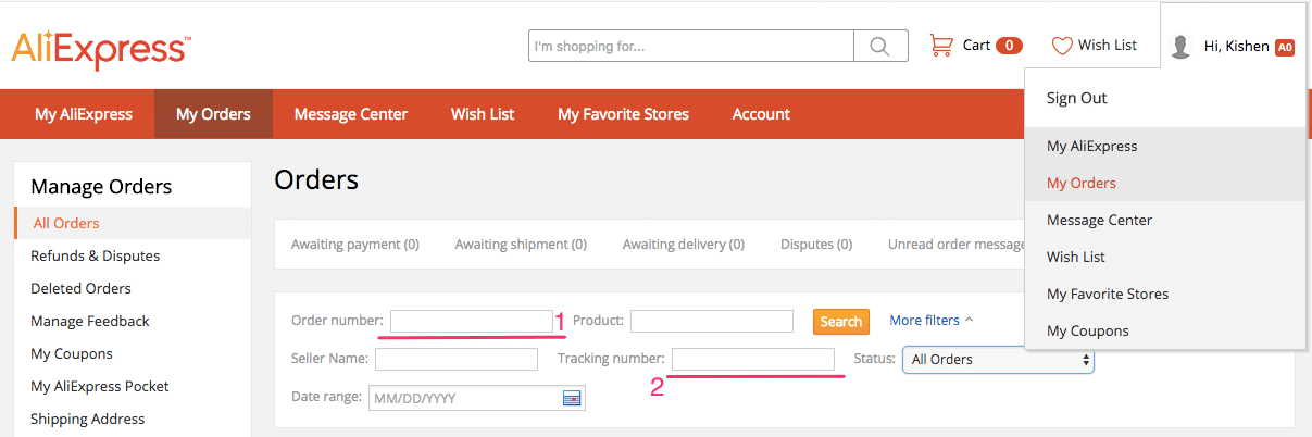 How to view and manage my orders on AliExpress