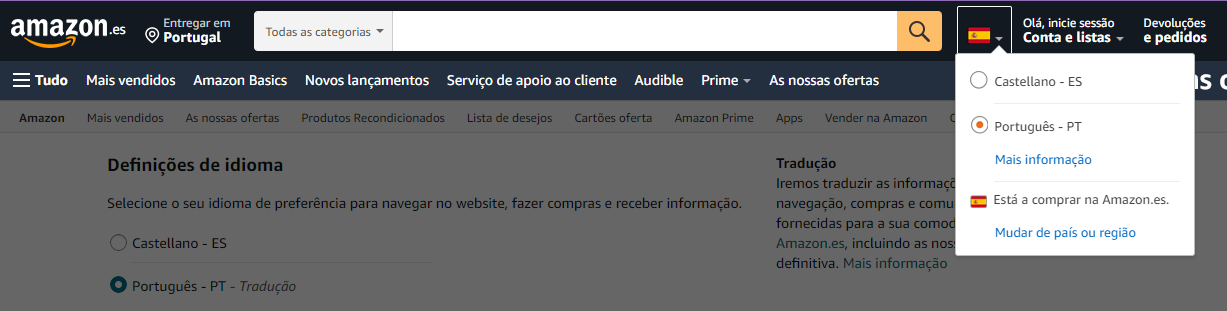 Como comprar na Amazon de Portugal (Espanha e outros armazéns)