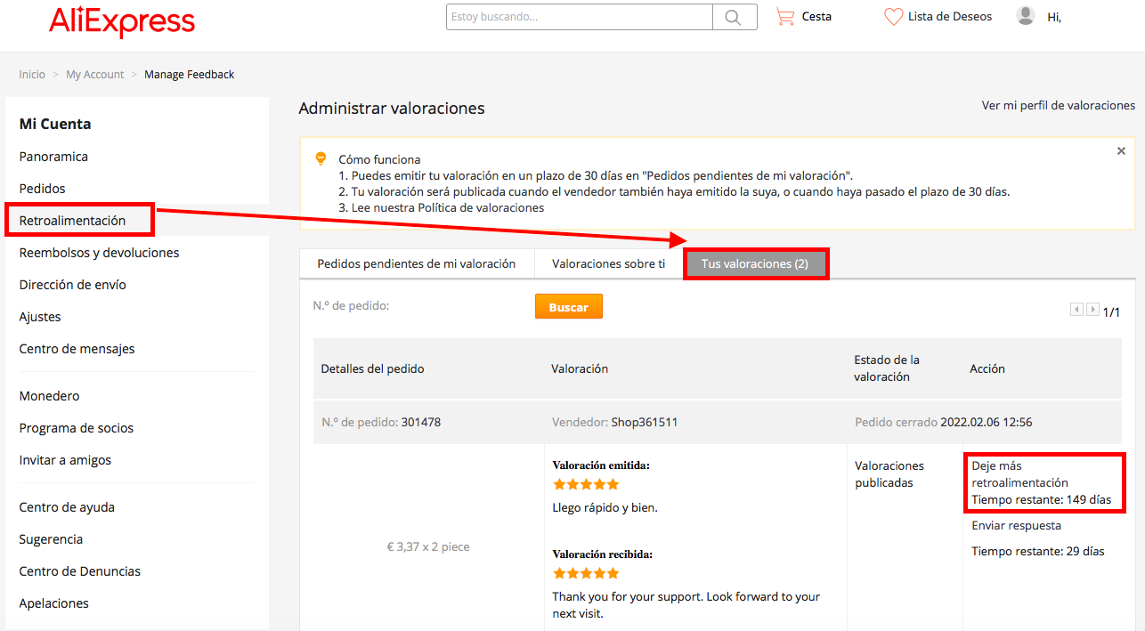 Cómo cambiar una valoración en AliExpress (SOLUCIÓN)