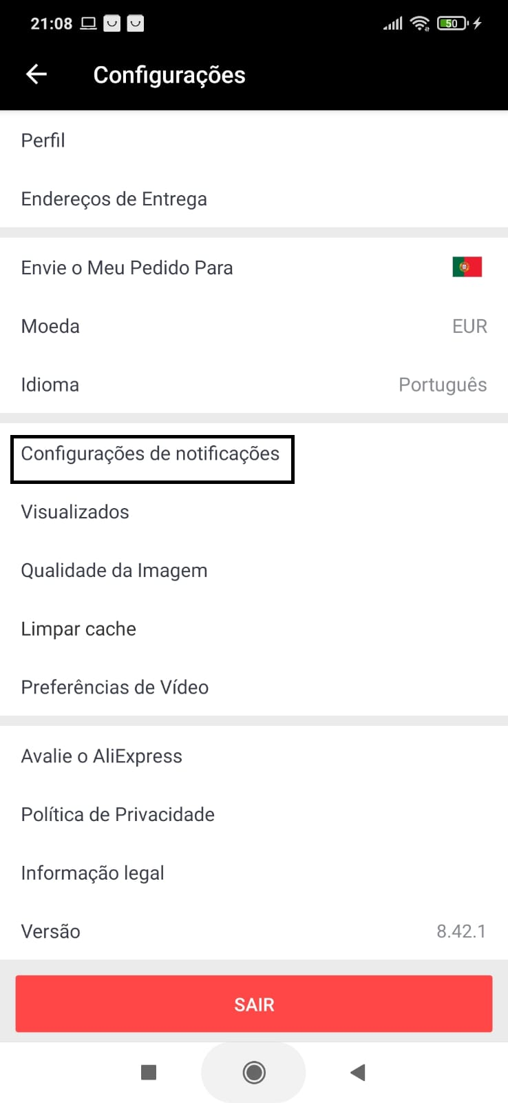 Como parar de receber e-mail do AliExpress