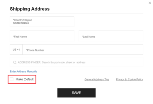 What does "Make default" mean on Shein?
