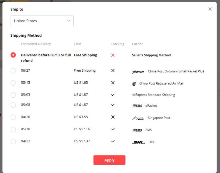 Who delivers AliExpress packages in the United States in 2024?
