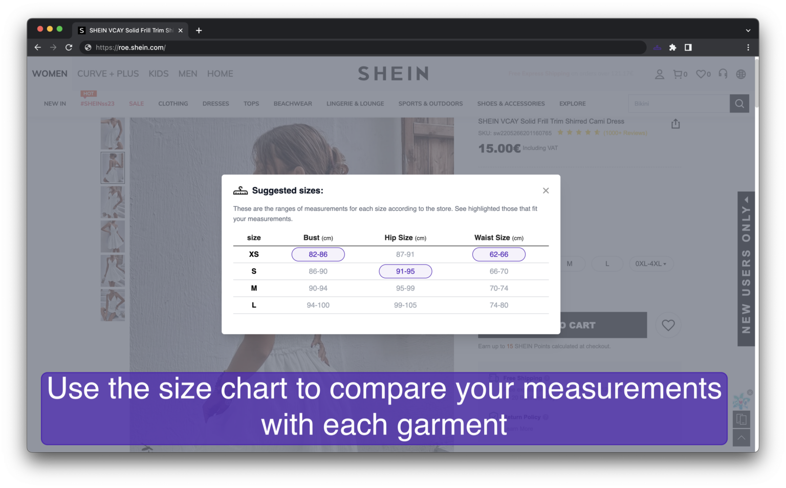How to change the size of a Shein order