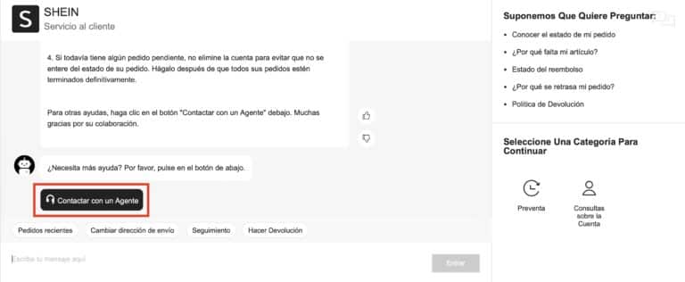 Cómo contactar a Shein por chat fácilmente