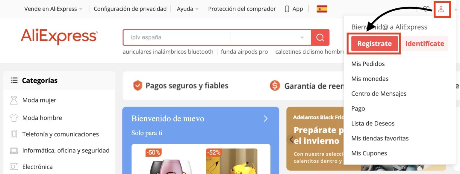 Cómo registrarse en AliExpress